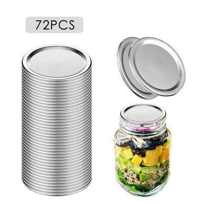 72 Pcs Regular Mouth 70MM Mason Jar Canning Lids Reusable Le