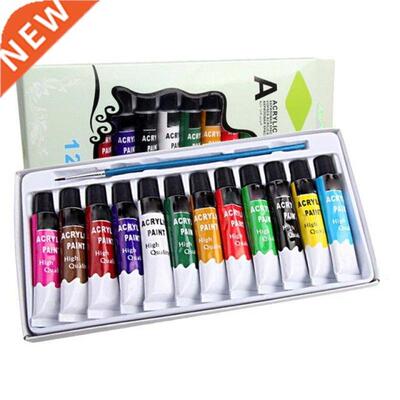 12 Colors Acrylic Paints Brush 12ml Tubes Drawing Painting P