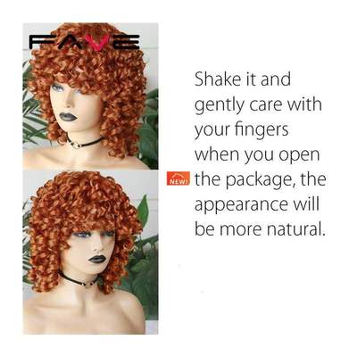 Afro Kinky Curly Wig With Bangs Black Red Synthetic Hair