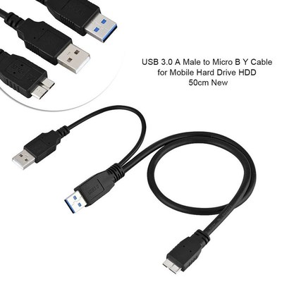Dual USB 3.0 A Male to Micro-B Male Male Power Supply Y Cabl
