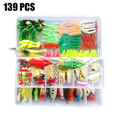 Fishing Tackle Set PortableFun Fishing Baits Kit Lots Bass F