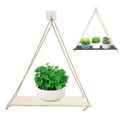 Wood Swing Hanging Rope Plant Flower Pot Rack Indoor