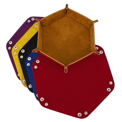 Foldable Dice Tray Box PU Leather Folding Hexagon Key Stora