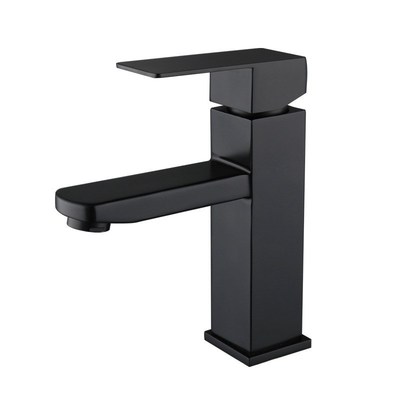 XNSHINI Black Square Bathroom Sink Faucet Single Handle Basi