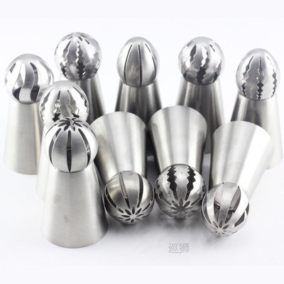 12Pcs Russian Pastry Tips Sphere Ball Icing Piping Nozzles S