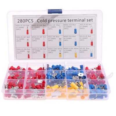280Pcs Insulated Crimp Terminal Butt Electrical Wire Cold-Pr