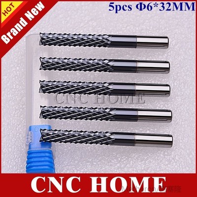 5pcs 6mm x 32mm Import tungsten carbide end mill black nano