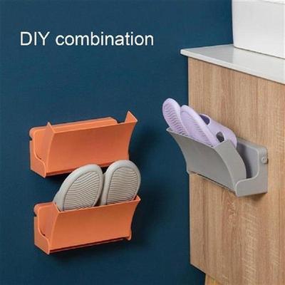 1 PCS Bathroom Slippers Rack Wall-Mounted Folding PP Shoes