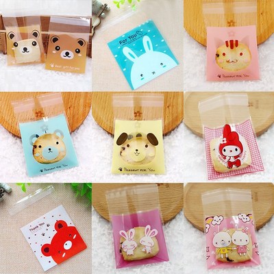 50/100Pcs 7*7cm Cute Cartoon Animal Plastic Gift Bag Wedding