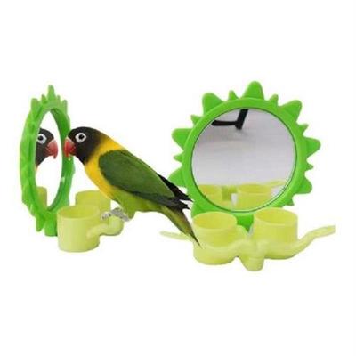 Parrot Food Feeder Fun Bird Mirror Toy Multi-functional Pet