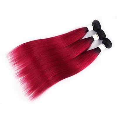 Brazilian Straight Human Hair Bundles 1B 99J/Burgundy Red Om