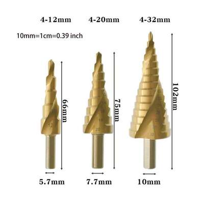 Steel Material Titanium-Coated Step Drill Suitable for Perfo