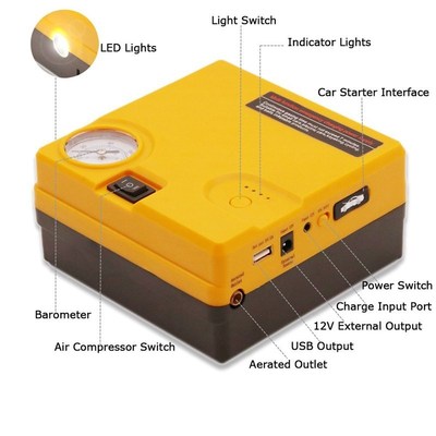 Newest 16800mAh Car Jump Starter Air Compressor 12V 400A Sta