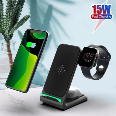 15W Qi Fast Wireless Charger Stand For iPhone 12 Pro Max 11