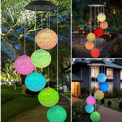 Solar Powered Wind Chime Light LED Garden Hanging Spinner