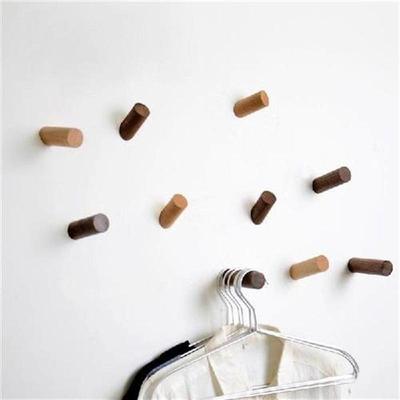Natural Wood Clothes Hanger Wall Mounted Coat Hook Key