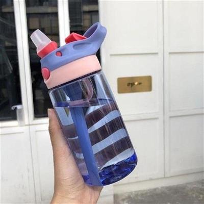 Transparent Plastic Water Bottles Portable Childrens Straw