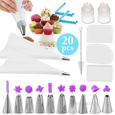 20pcs Silicone Pastry Bags Tips 10 Icing Piping Nozzles   Cr