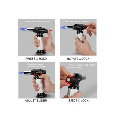 Metal Refillable Blow Torch Home Use Kitchen Flames Adjustab