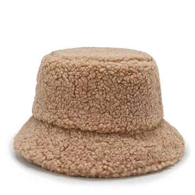Winter Faux Fur Bucket Hat Lamb Warm For Women Lady Thicken