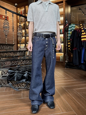 ASCA 直筒显身材14oz复古老钱刺绣花边休闲百搭原牛牛仔裤长裤