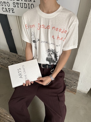 ASCA 2025SS 复古标语 合身版型短款 数码直喷印花 vintega短袖