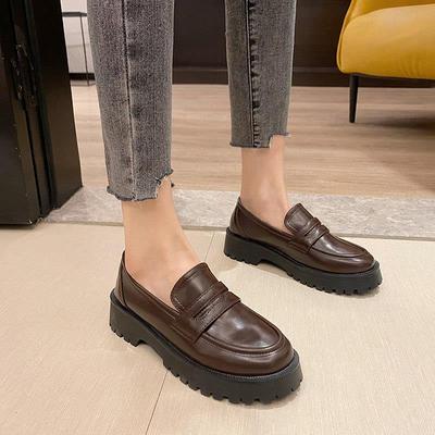 香港日系复古小皮鞋女厚底单鞋乐福鞋2025春季新款百搭一脚蹬女鞋