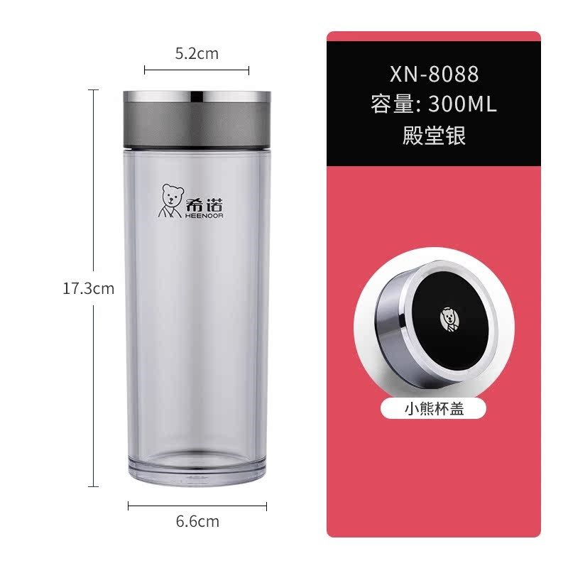 希诺塑料杯加厚耐摔大容量水杯密封杯带盖防漏车载便携简约随手杯