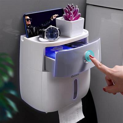 Bathroom Tissue Holder Wall Mounted Toilet Paper Box Waterpr