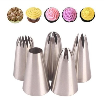 5Pcs/pack Big Size Cream Cake Icing Piping Tips Russian Nozz