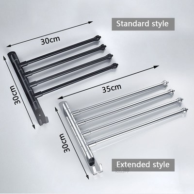 Stainless Steel Bathroom Swivel Towel Bar Hanger, 4 Arm Swin