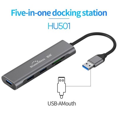 Blueendless 5 in 1 USB HUB 3 USB 3.0 Memory Card TF Reader A