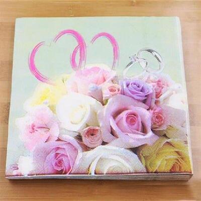 100PCS Party Napkins Romantic Rose Ring Printed Paper