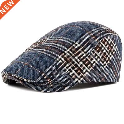 Plaid Beret Forward Check Cotton Peaked Cap Newsboy Cap Casu