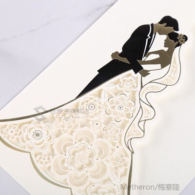1pcs Bride And Groom Laser Cut Wedding Invitation Cards Luxu