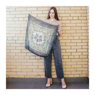 Russian Small Scarf Handkerchief 70x70CM Ethnic Floral Patte