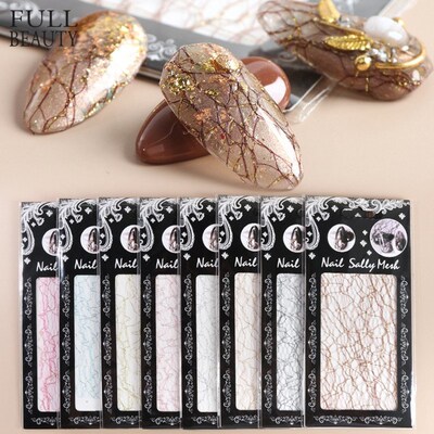 1pc 3D Mesh Nail Sticker Gold Silver Net Line Tape on Nails