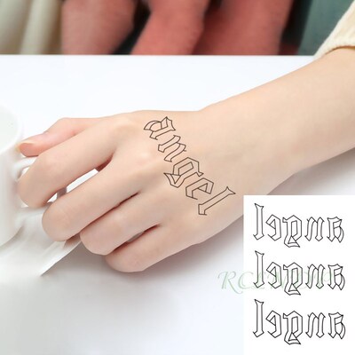 Waterproof Temporary Tattoo Sticker Black Word angel devil