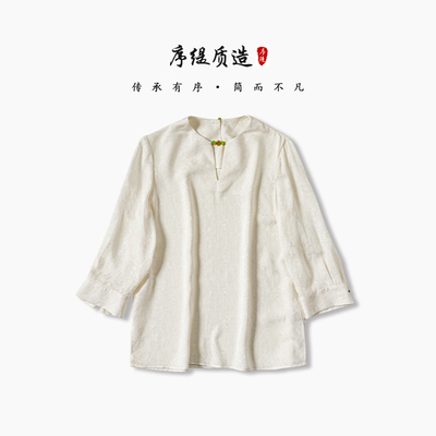 新中式桑蚕丝长袖上衣女宽松显瘦