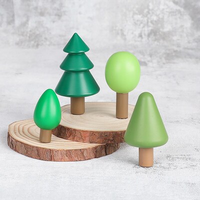4 pcs Geometric Little Trees Cake Topper Jungle Safari One 1