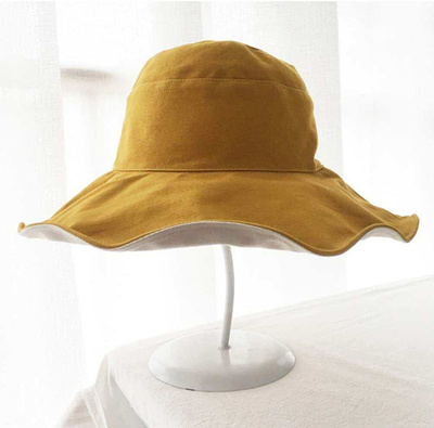 Yellow summer thin ladies doublesided protection sun hat