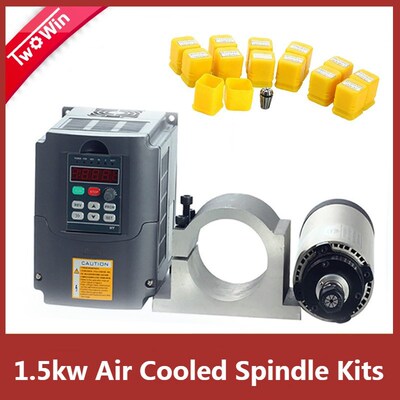 1.5kw ER16 Air Cooled Spindle   1.5KW 220V Inverter  80MM Cl