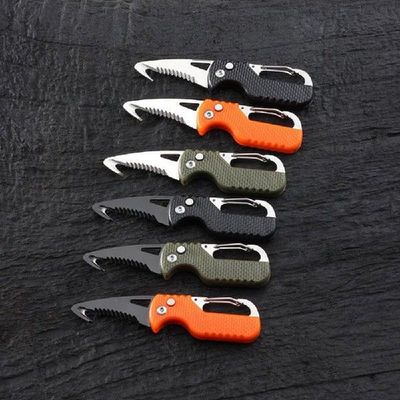 Stainless Steel Serrated Folding Knife Keychain Hook Knife