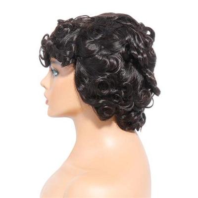 Bouncy Curly Fringe Wig Pixie Cut Wig Short Curly Human Hair