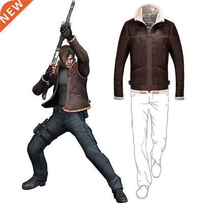 Biohazard Resident 4 Leon S Kennedy Evil Costue Leather Coa