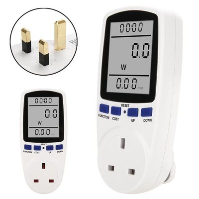 UK Plug-in Electricity Power Consumption Meter Socket Watt K