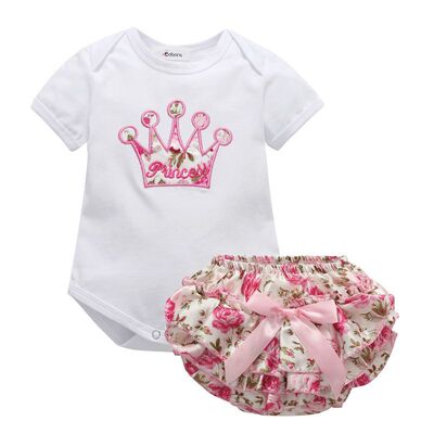 2pcs Baby Girls Outfit Clothes Romper For 0-18M Kids Summer
