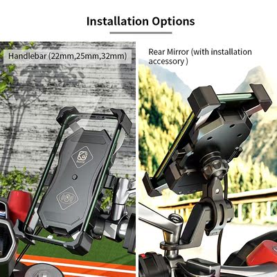 Motorcycle Phone Holder 15W Wireless Smart Charger QC3.0 Wir