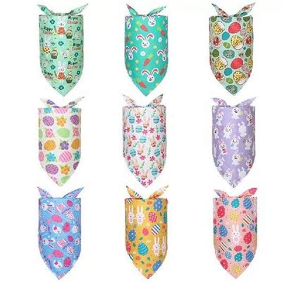100PC/Lot Easter Dog Bandanas Scarf Colorful Eggs Cat Dog