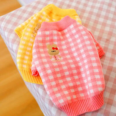 Dog Winter Warm  Knitwear Plaids Sweater For Dogs And Cats